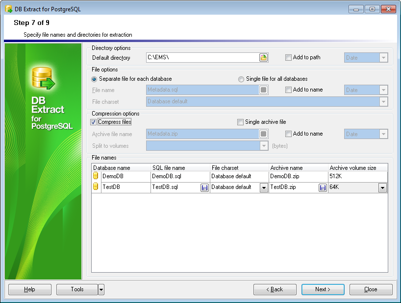 Online Documentation For Db Extract For Postgresql Sqlmanager 